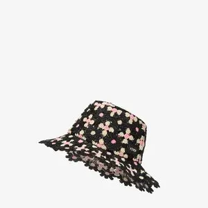 Fendi Raffia Bucket Hat - Black