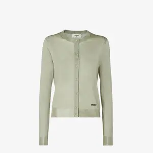 Fendi Slim-fit Cardigan With Embroidered Logo - Green