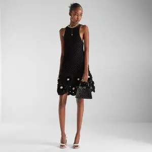 Fendi Macramé Knit Halterneck Mini Dress
