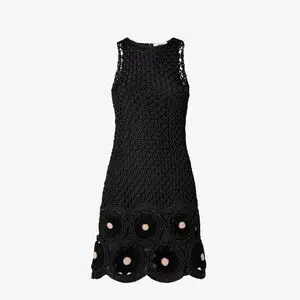 Fendi Macramé Knit Halterneck Mini Dress - Black