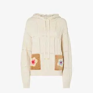Fendi Crochet Knit Jumper With Mink Pocket Detail - Beige