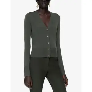 JOSEPH Cashair V-neck Cashmere Cardigan - Palm Leaf