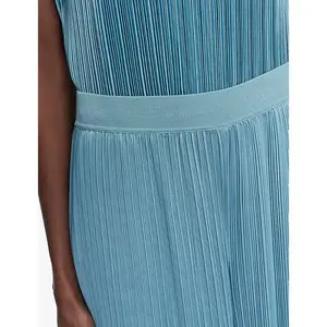 JOSEPH Pleated Satin Trousers - Chambray
