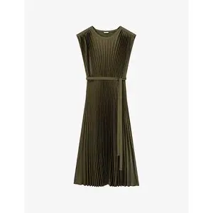 JOSEPH Volta Plissé Woven Midi Dress