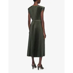 JOSEPH Volta Plissé Woven Midi Dress