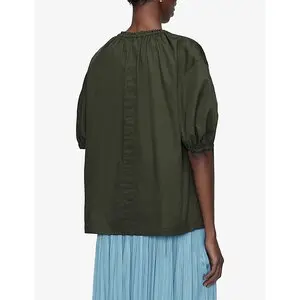 JOSEPH Nador Tie-neck Cotton Top - Palm Leaf
