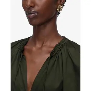 JOSEPH Nador Tie-neck Cotton Top - Palm Leaf