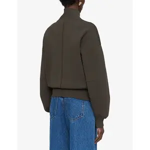 JOSEPH Sable Funnel-neck Knitted Bomber Jacket - Palm Leaf
