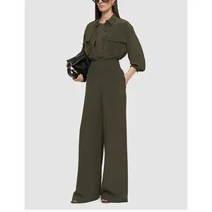JOSEPH Rihani Wide-leg Silk Trousers - Palm Leaf