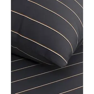 BOSS Bray Striped Cotton Pillowcase 50cm X 75cm - Ebony