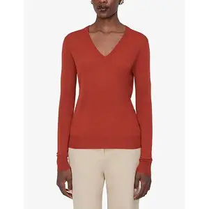 JOSEPH Cashair V-neck Cashmere Jumper - Spice