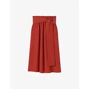 JOSEPH Charai Belted Silk Midi Skirt