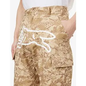 ICECREAM Snakeskin-pattern Cotton Cargo Trousers - Light Brown