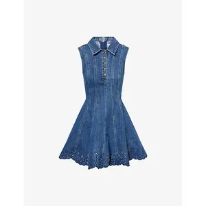 SELF-PORTRAIT Broderie Denim Mini Dress
