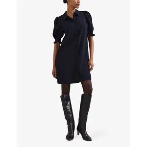 PHASE EIGHT Candice Scallop-trim Woven Mini Dress - Navy