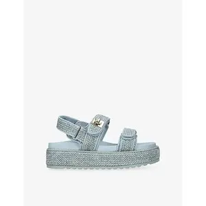 Steve Madden Bigmona Raffia Flat Sandals - Blue