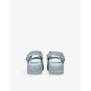 Steve Madden Bigmona Raffia Flat Sandals - Blue
