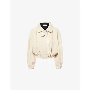 Nour Hammour Leather Bomber Jacket