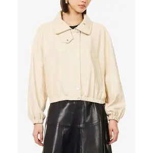 Nour Hammour Leather Bomber Jacket