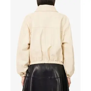 Nour Hammour Leather Bomber Jacket