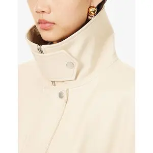 Nour Hammour Leather Bomber Jacket