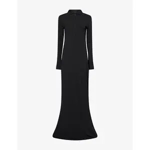 MUGLER Column Quarter-zip Wool-jersey Maxi Dress