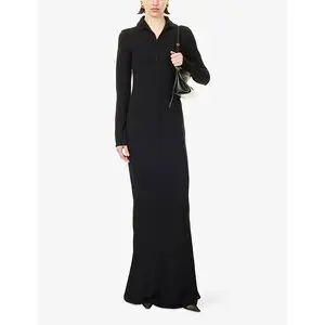 MUGLER Column Quarter-zip Wool-jersey Maxi Dress