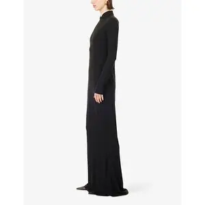 MUGLER Column Quarter-zip Wool-jersey Maxi Dress