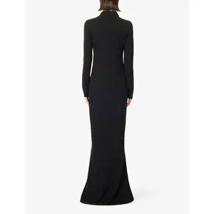 MUGLER Column Quarter-zip Wool-jersey Maxi Dress