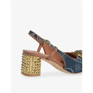 Kurt Geiger Chelsea Heeled Woven Slingback Courts - Blue/pal.c