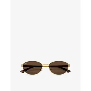 Ray-ban Oval-frame Metal Sunglasses - Gold