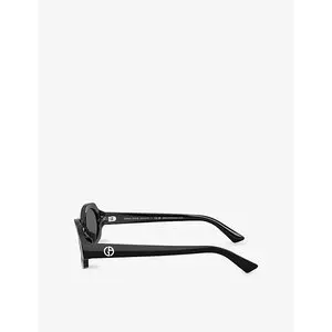 Giorgio Armani Oval-frame Ar8245hu Sunglasses - Black