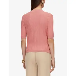 JOSEPH Sens Ribbed Silk And Cotton Cardigan - Blush