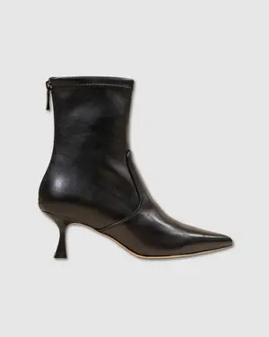 MI/MAI Louise Pointed Toe Low Heel Ankle Boot - Black