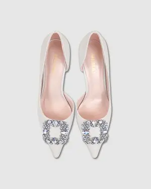 MI/MAI Astoria Leather Pumps Diane Perreau - White