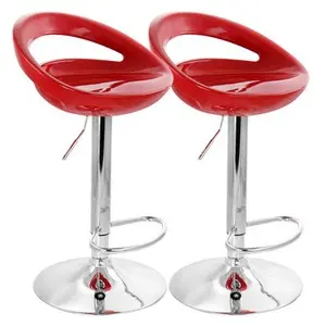 ELAMA 2 Piece Retro Adjustable Bar Stool - Red