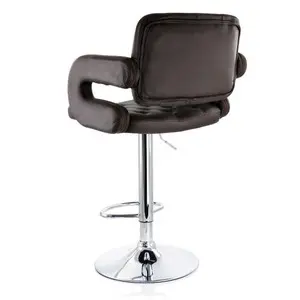 ELAMA Faux Leather Tufted Bar Stool With Adjustable Height
