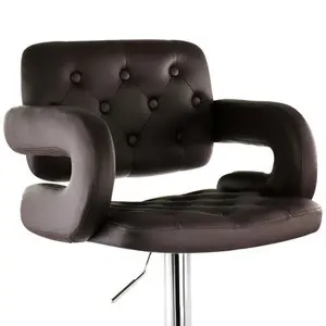 ELAMA Faux Leather Tufted Bar Stool With Adjustable Height