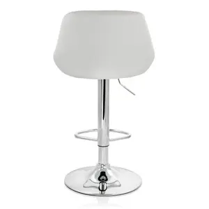 ELAMA 2 Piece Diamond Stitched Faux Leather Bar Stool With Adjustable Height - White