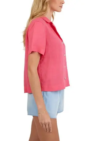 Bella Dahl Short Sleeve Linen Camp Shirt - Spiced Hib