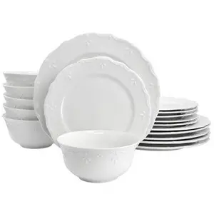 ELAMA Henryi 18 Piece Porcelain Dinnerware Set - White
