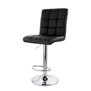ELAMA 2 Piece Square Tufted Faux Leather Adjustable Bar Stool