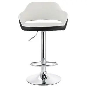 ELAMA 2 Piece Tufted Faux Leather Two Tone Adjustable Bar Stool