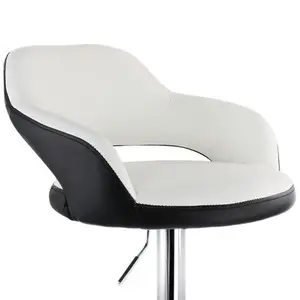 ELAMA 2 Piece Tufted Faux Leather Two Tone Adjustable Bar Stool