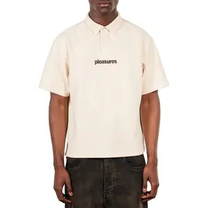 PLEASURES Cable Short Sleeve Polo - Ecru