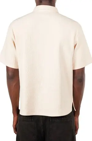 PLEASURES Cable Short Sleeve Polo - Ecru