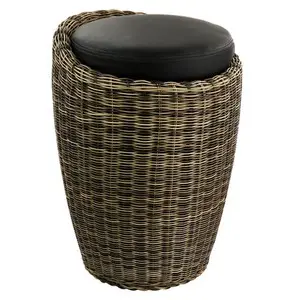 ELAMA 1 Piece Wicker Outdoor Ottoman Chair - Brown