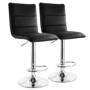 ELAMA 2 Piece Vintage Faux Leather Adjustable Bar Stool - Black