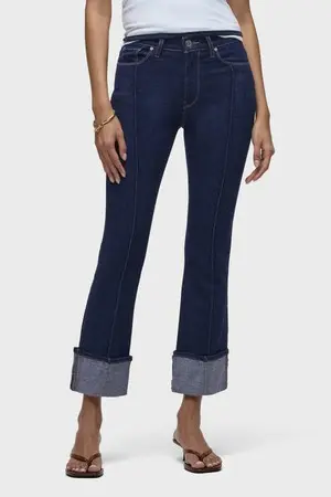 Hudson Jeans Barbara Pintucked Cuffed Bootcut Crop Jeans