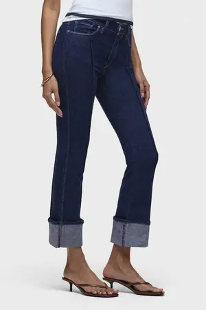 Hudson Jeans Barbara Pintucked Cuffed Bootcut Crop Jeans